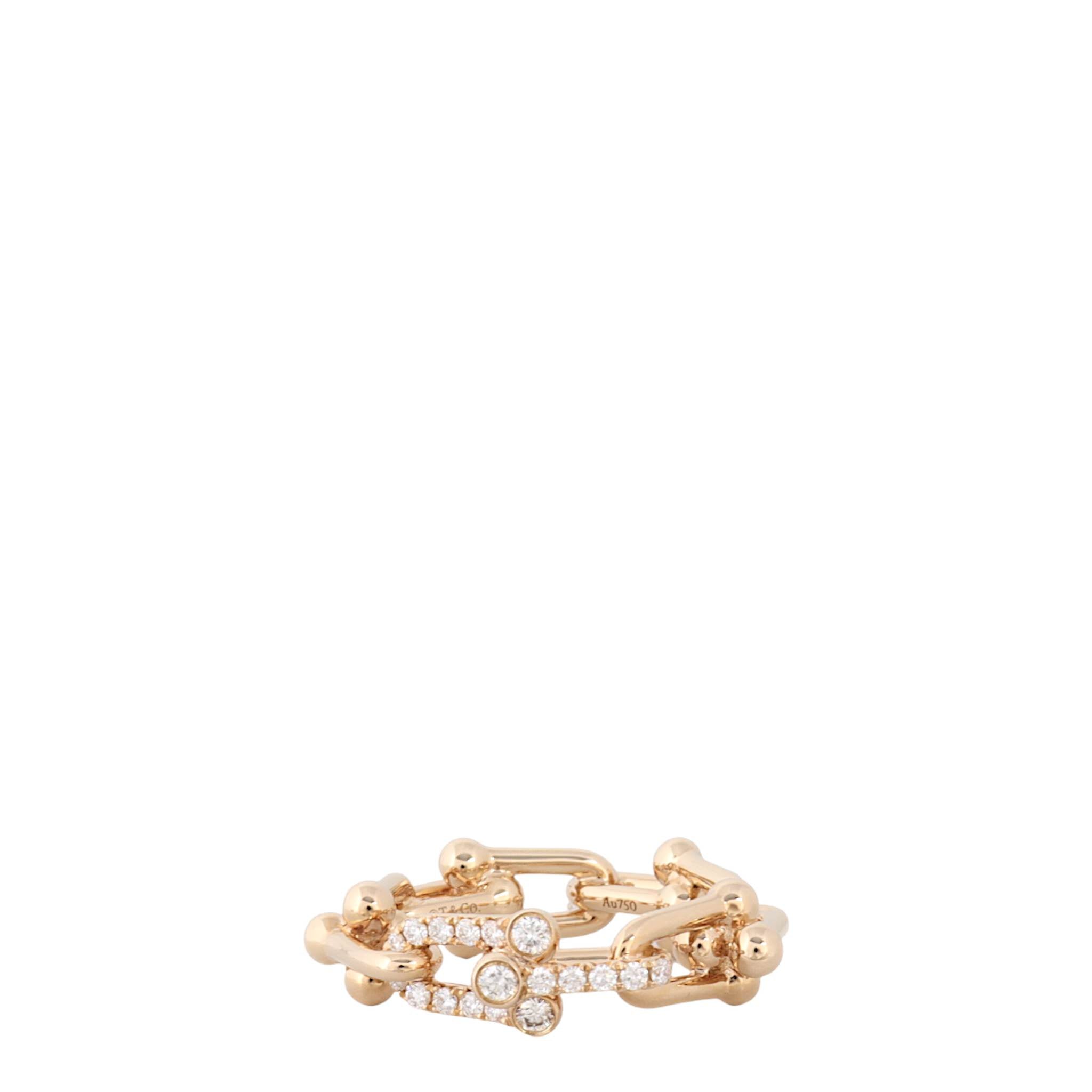 Tiffany & Co HardWear Link Diamond 18k Rose Gold Ring Small – Luxe.It.Fwd