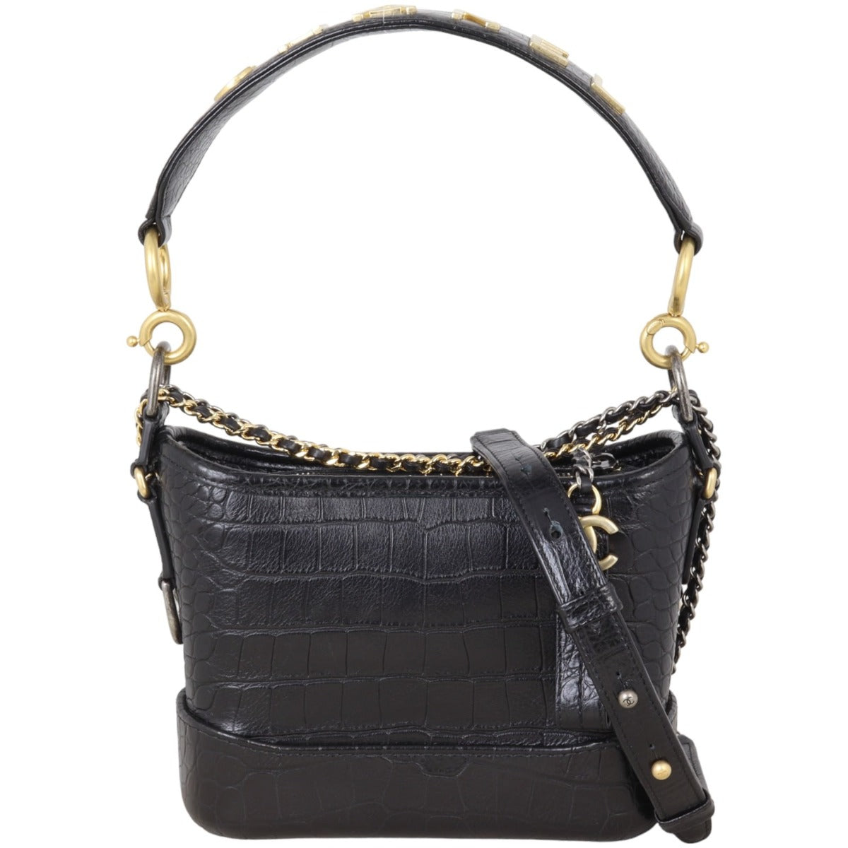 Chanel Gabrielle Hobo Logo Handle Croc Embossed Small – Luxe.It.Fwd